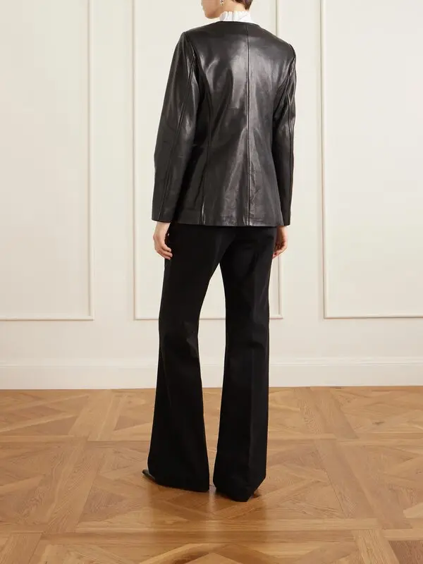Nour Hammour Maud Paneled Leather Jacket - Black