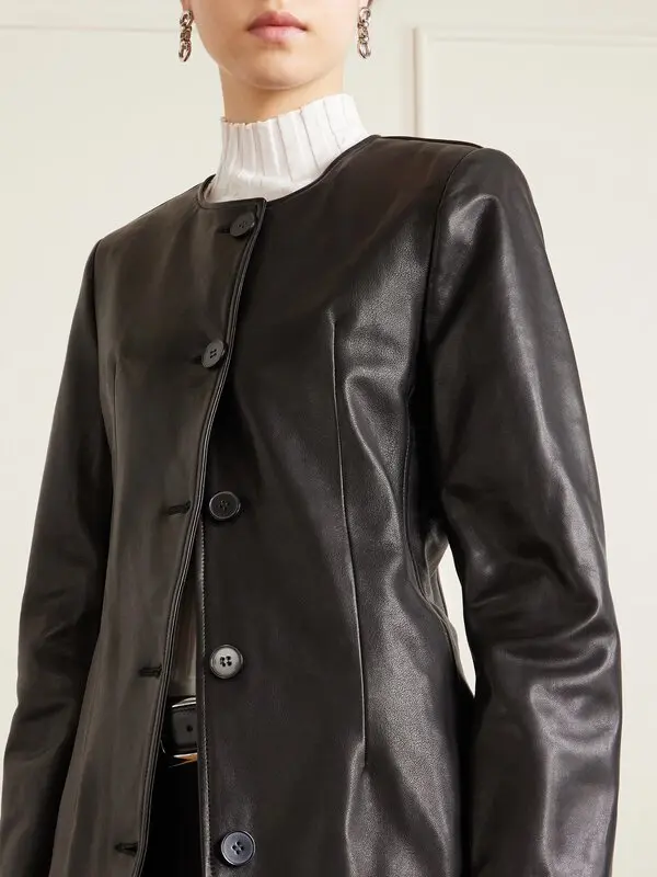 Nour Hammour Maud Paneled Leather Jacket - Black