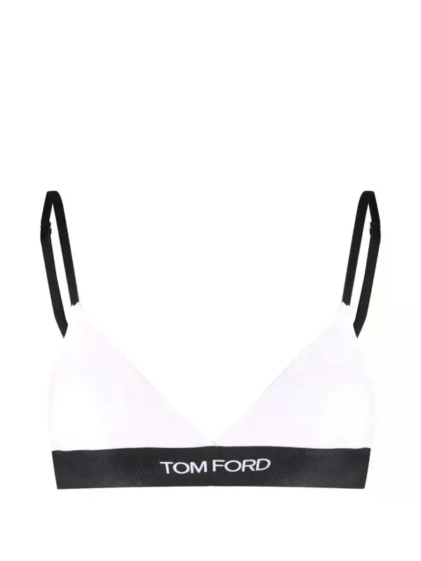 TOM FORD Logo-band Triangle Bra - White