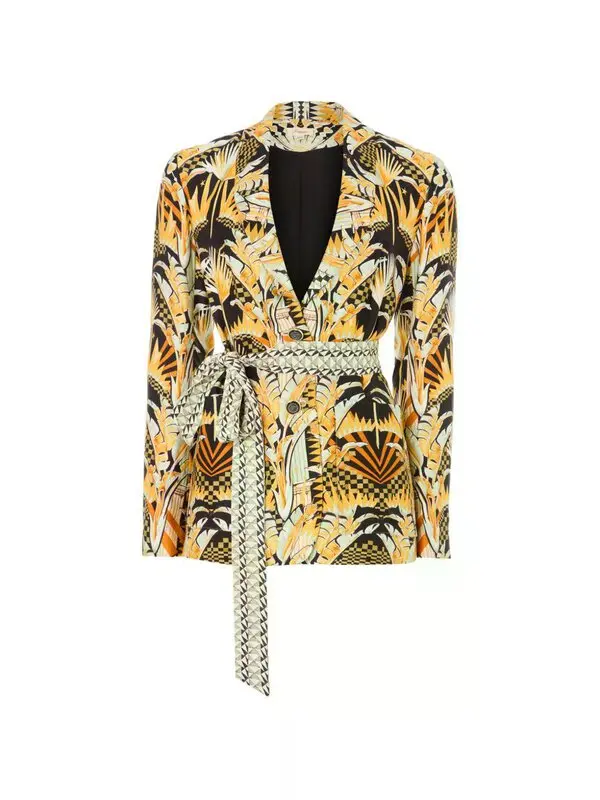 TEMPERLEY LONDON Odette Belted Geometric-print Jacket