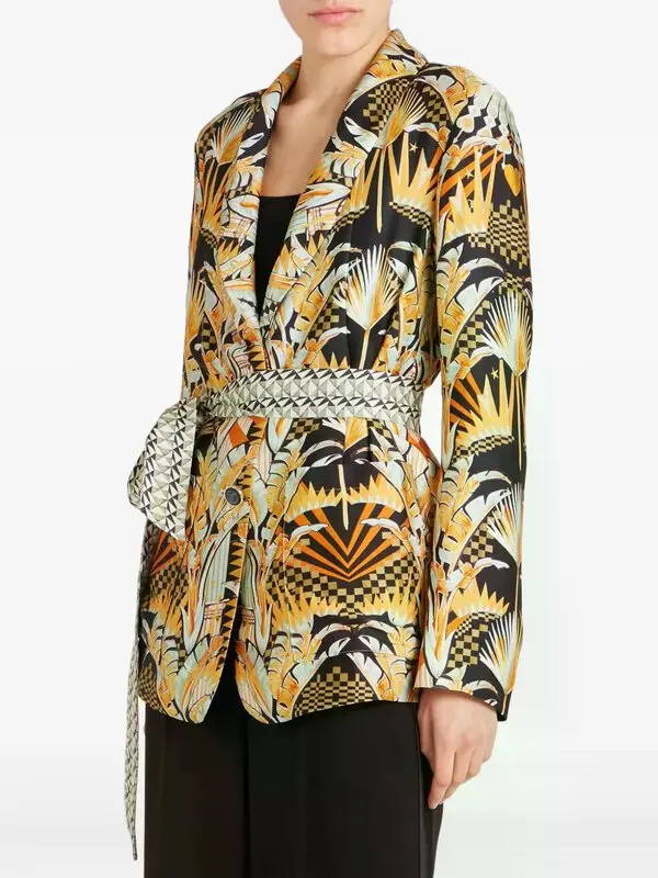 TEMPERLEY LONDON Odette Belted Geometric-print Jacket