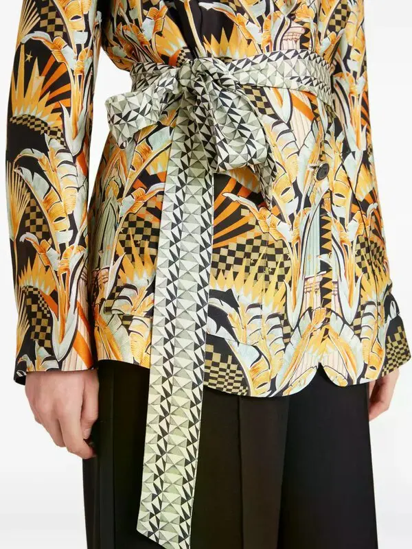 TEMPERLEY LONDON Odette Belted Geometric-print Jacket