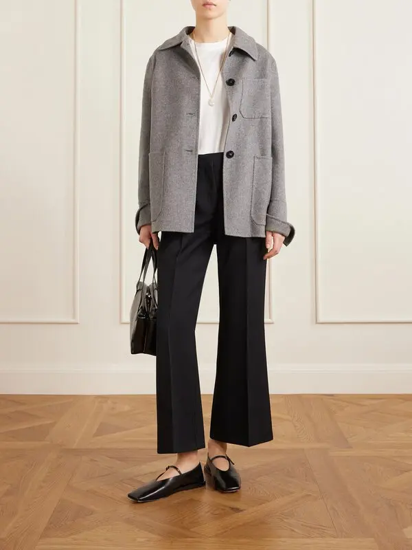 JIL SANDER Cropped Wool-twill Flared Pants