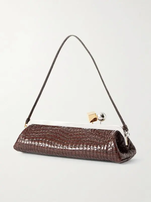 Jacquemus Salon Croc-effect Patent-leather Clutch