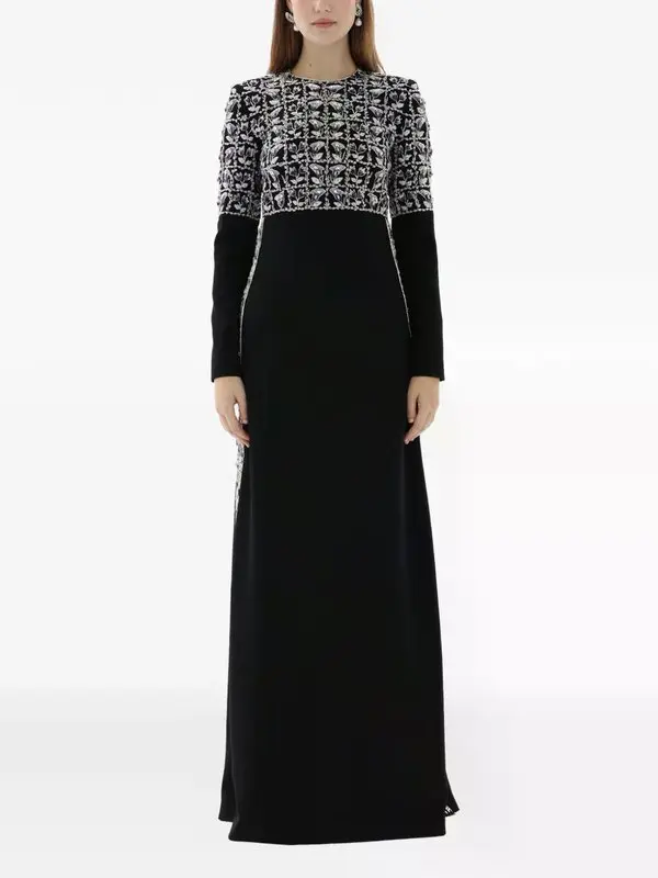DINA MELWANI Crystal-embroidered Maxi Dress