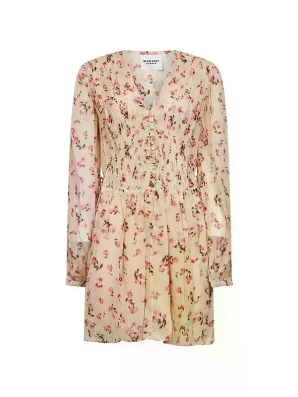 MARANT ETOILE Floral Smocked Dress - Neutrals