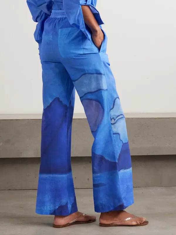 DONDE ESTEBAN Es Vedra Printed Cotton-voile Wide-leg Trousers