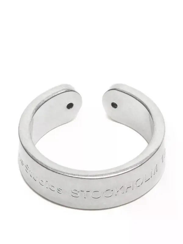 Acne Studios Logo-debossed Cut-out Ring - Silver