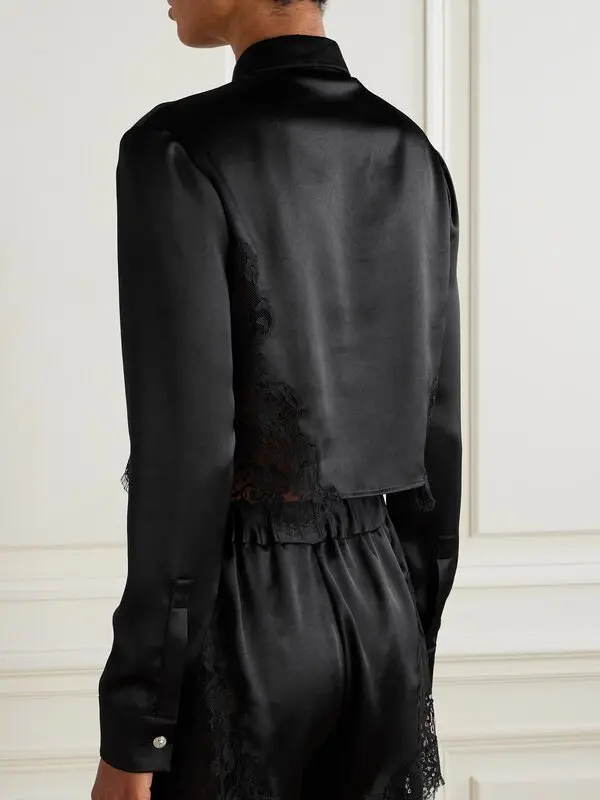 Versace Lace-trimmed Satin Shirt