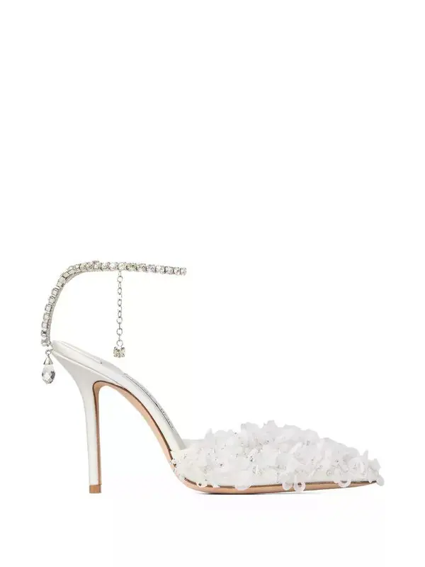 JIMMY CHOO Saeda Floral Embellished Pumps - White