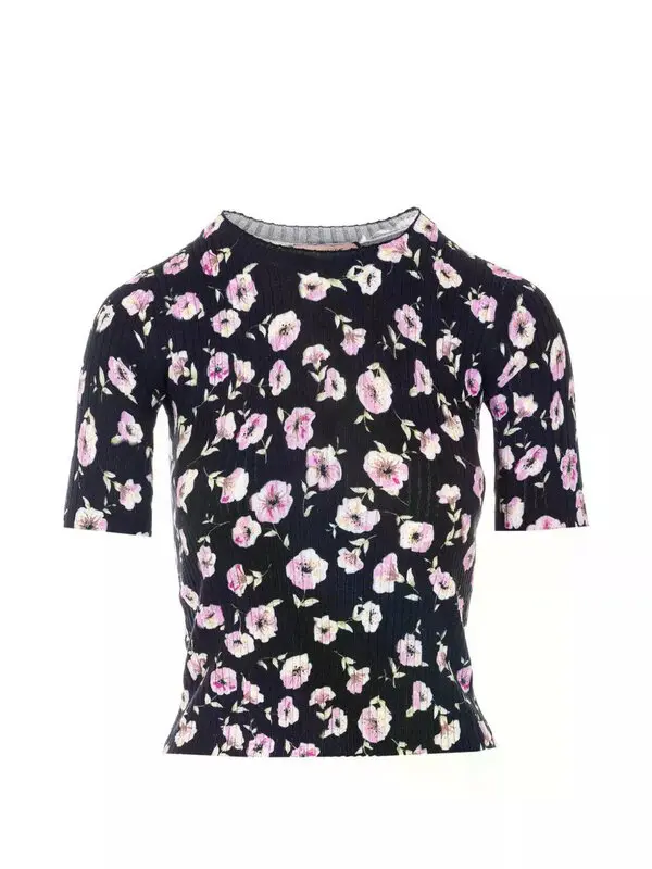 TWINSET Floral Crew-neck T-shirt - Black