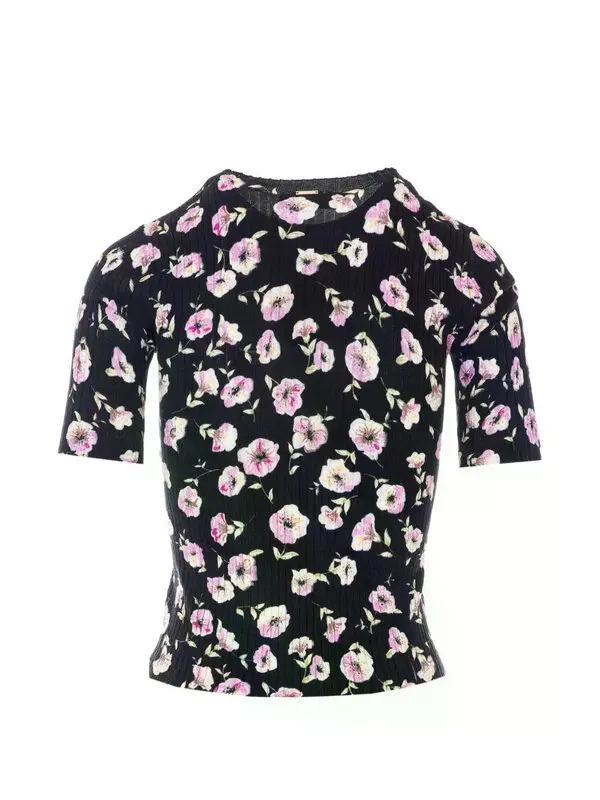 TWINSET Floral Crew-neck T-shirt - Black