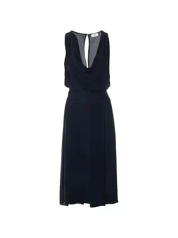 Elisabetta Franchi Viscose Georgette Draped Neckline Maxi Dress