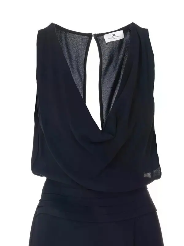 Elisabetta Franchi Viscose Georgette Draped Neckline Maxi Dress