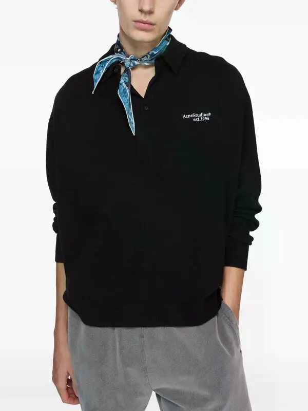 Acne Studios Wool Knit Polo - Black