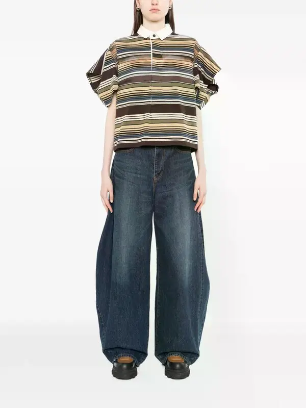 Sacai Striped Polo Top