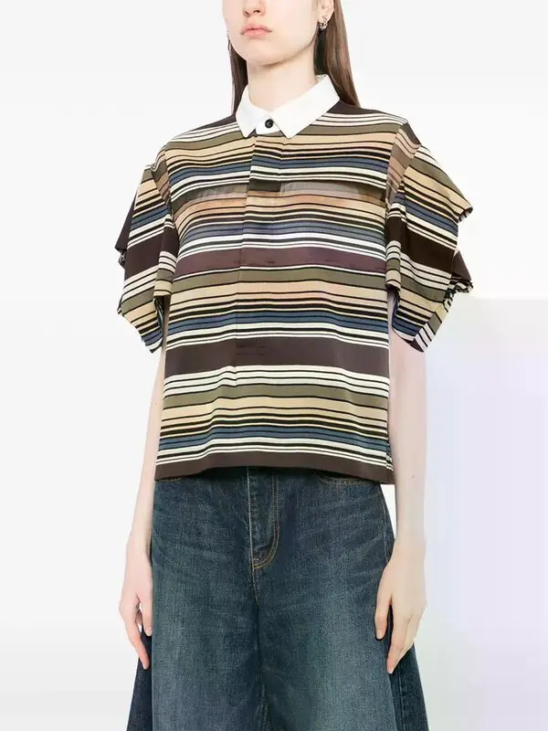Sacai Striped Polo Top