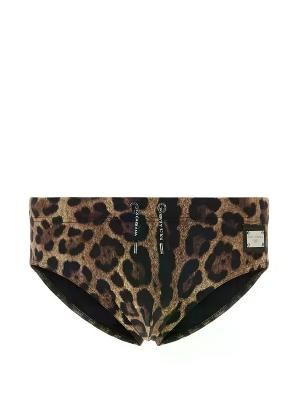Dolce & Gabbana Leopard-print Swim Briefs - Brown