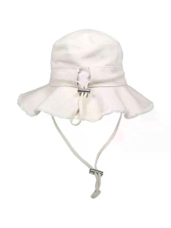 Jacquemus Frayed Bucket Hat - Neutrals | Editorialist display picture 3
