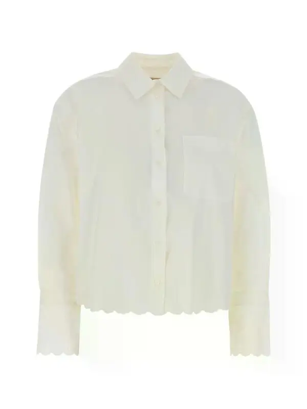 Max Mara Scalloped Poplin Shirt - White