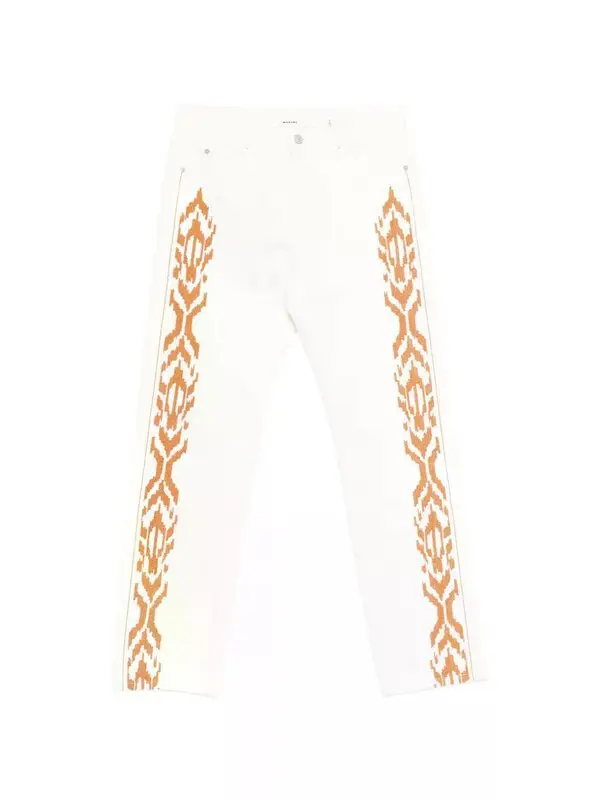 MARANT Lewys Embroidered Straight Leg Jeans - Neutrals