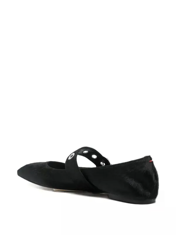 AeydĒ Uma Eyelet Ponyhair Ballerinas - Black