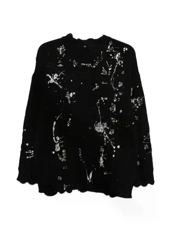 R13 Distressed Embellished Sweater