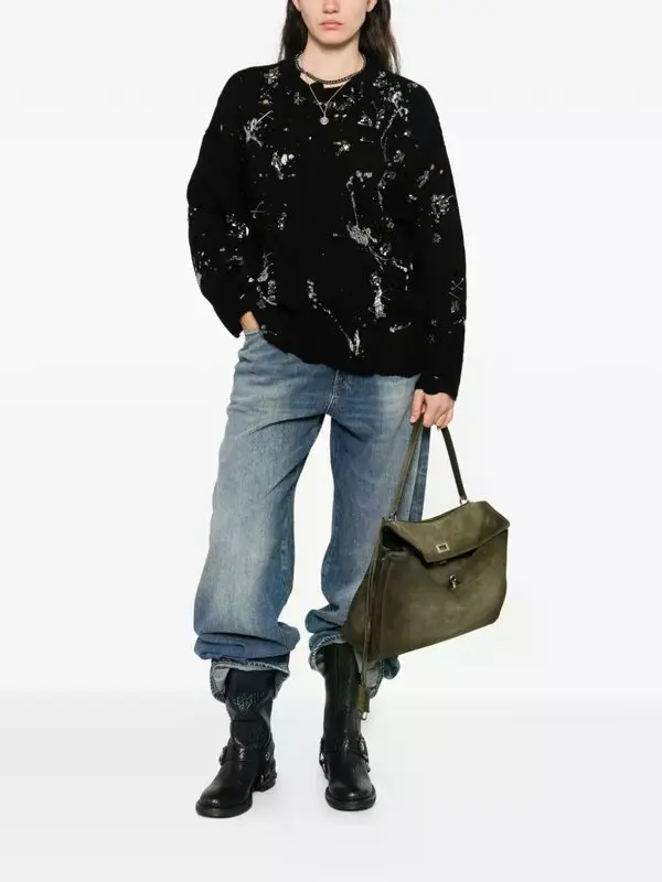 R13 Distressed Embellished Sweater