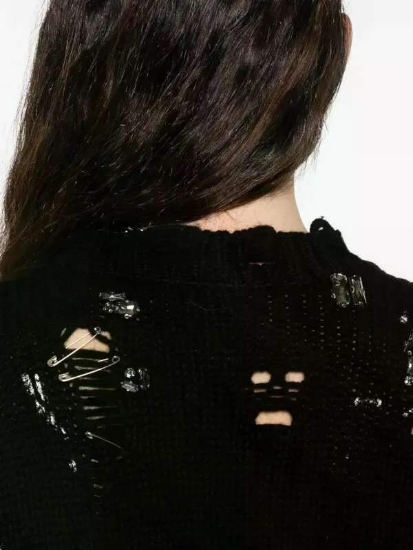 R13 Distressed Embellished Sweater