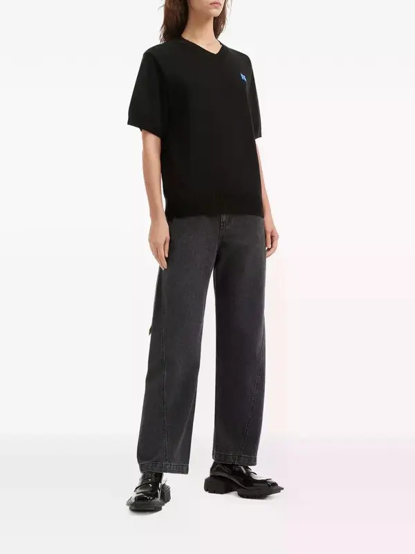 ADER ERROR V-neck Logo-patch T-shirt