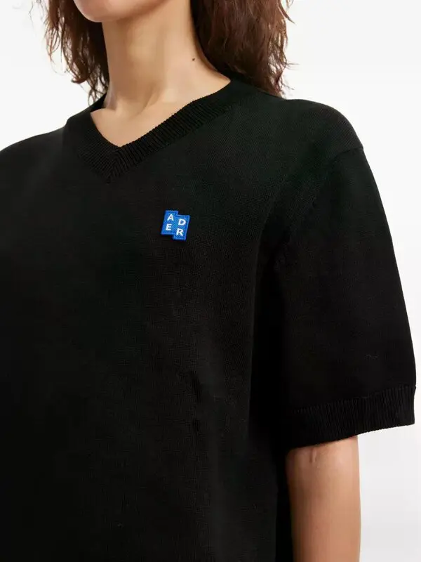 ADER ERROR V-neck Logo-patch T-shirt