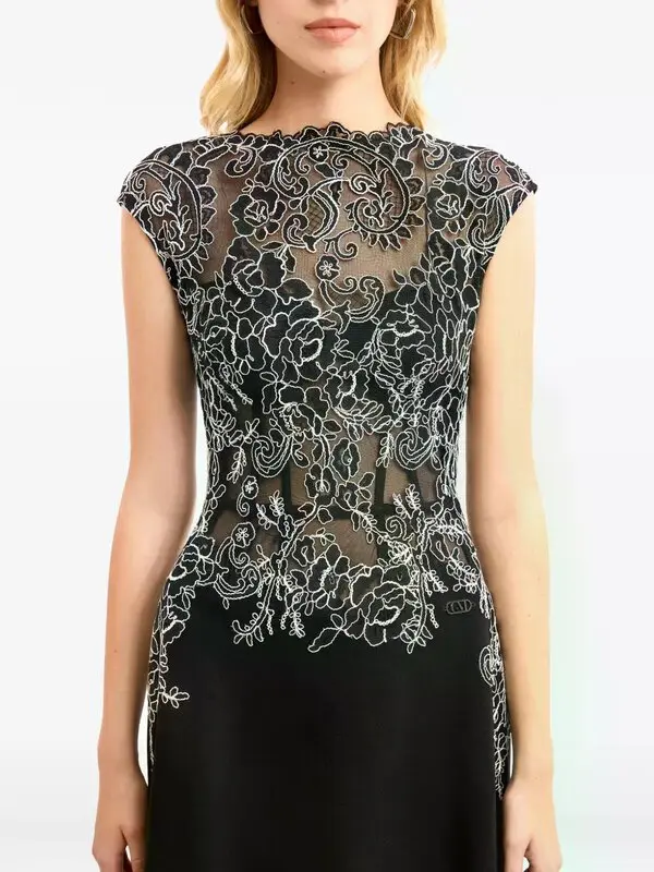 GEMY MAALOUF Embroidered Midi Dress