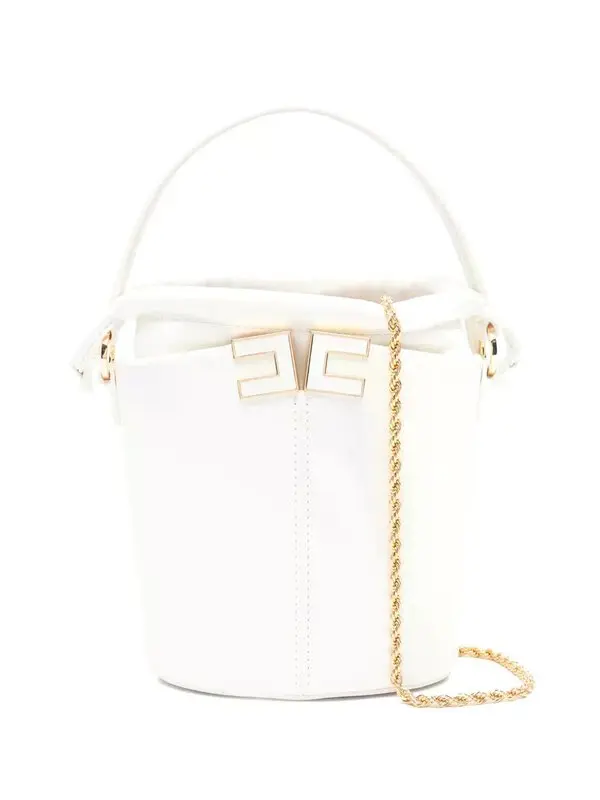 Elisabetta Franchi Logo Mini Bucket Bag - White