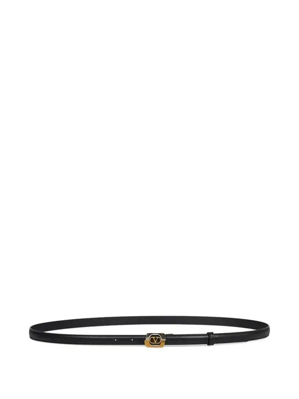 Valentino Garavani V-logo Buckle Leather Belt - Black