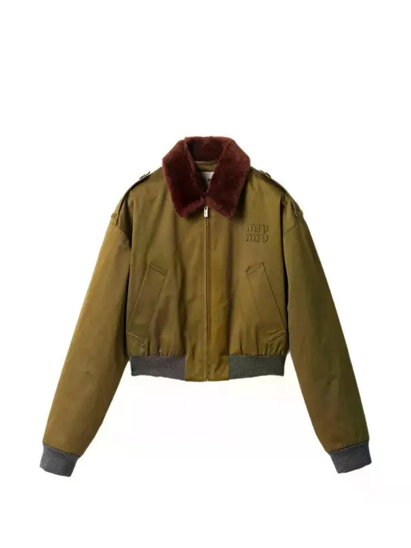 Miu Miu Shearling-collar Logo Bomber Jacket