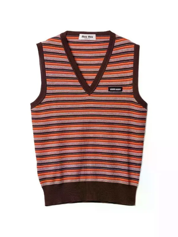 Miu Miu Striped V-neck Vest