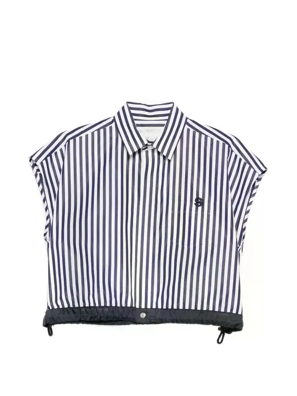 Sacai Striped Short Sleeve Shirt - White