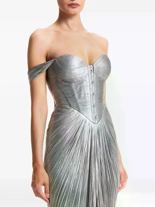 MARIA LUCIA HOHAN Susie Off-shoulder Pleated Dress
