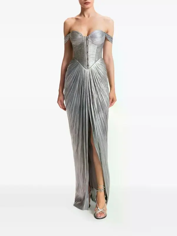 MARIA LUCIA HOHAN Susie Off-shoulder Pleated Dress