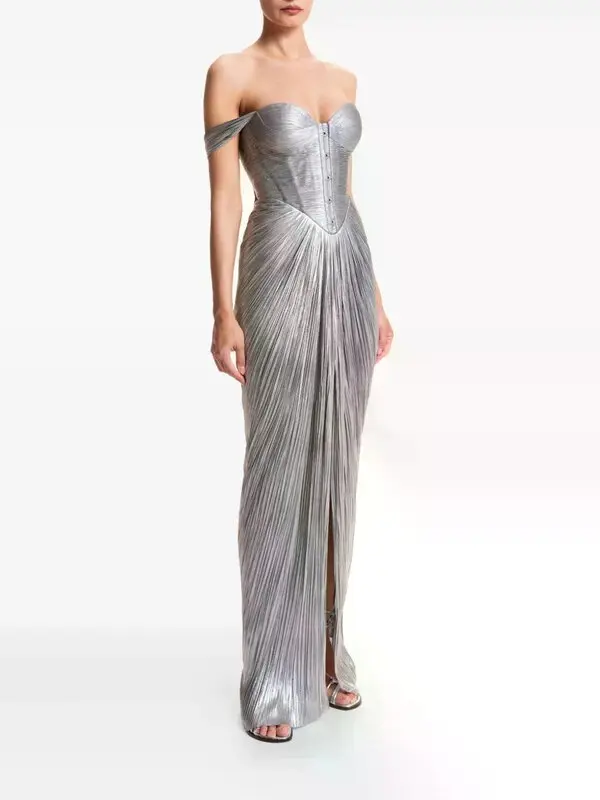 MARIA LUCIA HOHAN Susie Off-shoulder Pleated Dress