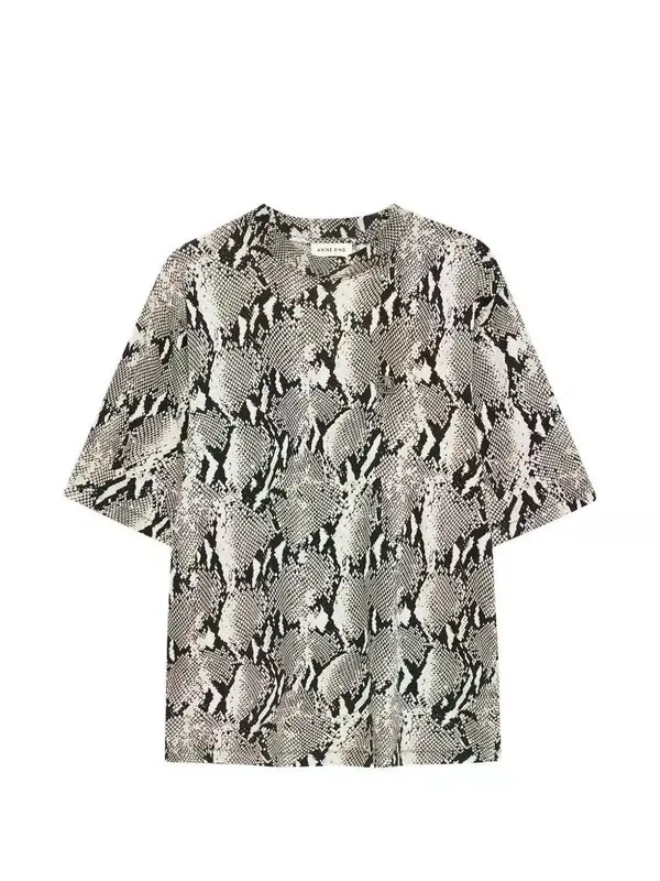ANINE BING Python Print Cotton T-shirt - Grey