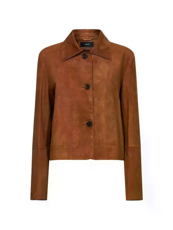 ARMA Collared Leather Jacket - Brown