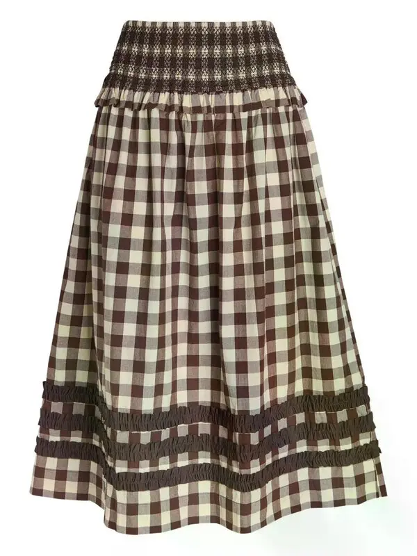 DAMSON MADDER Ava Check-pattern Midi Skirt - Brown