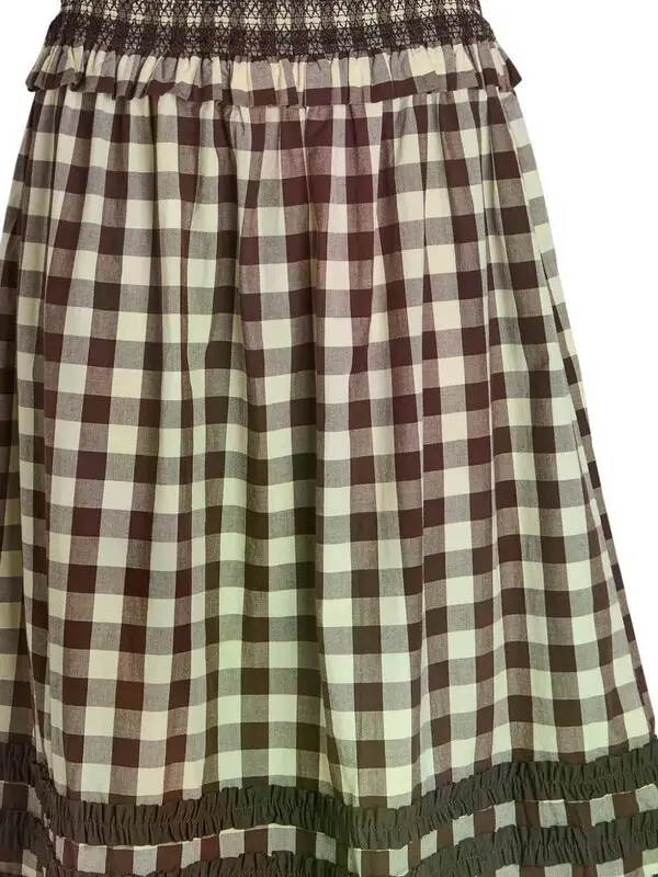 DAMSON MADDER Ava Check-pattern Midi Skirt - Brown