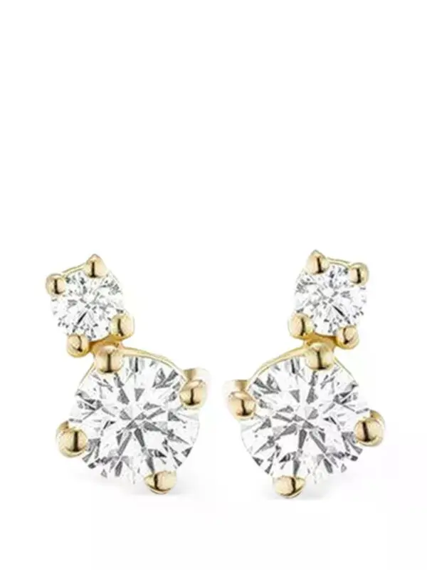 Melissa Kaye 18k Gold Diamond Double Stud Earrings - Yellow