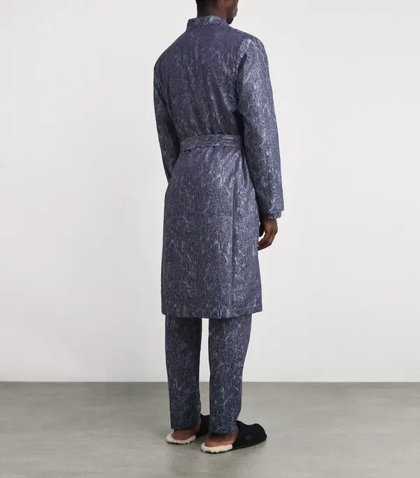 Hanro Cotton Floral Selection Robe - Navy