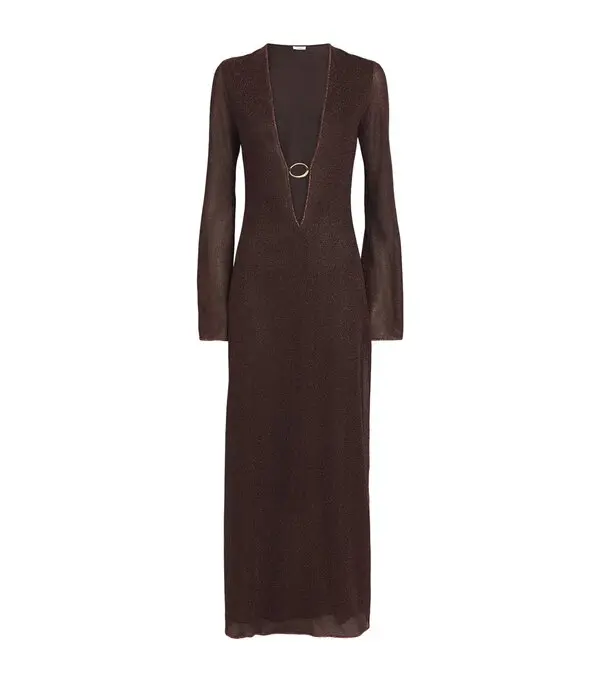 Oseree O-ring Lumière Kaftan Maxi Dress - Brown