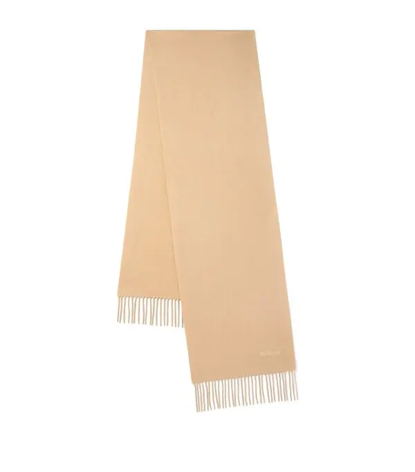 Mulberry Cashmere Logo Scarf - Beige