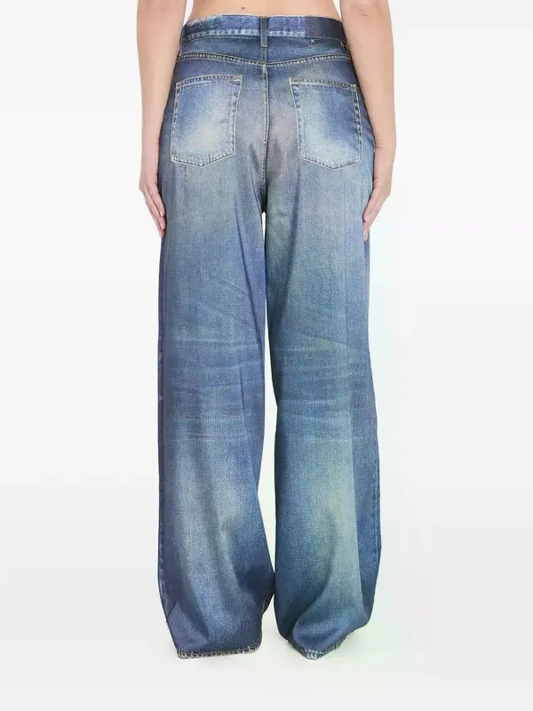 GOLDEN GOOSE Wide Leg Jeans With Archive Print