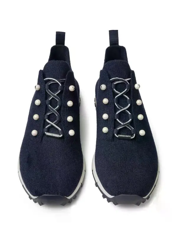 JIMMY CHOO Veles Pearl Embellished Sneakers - Blue